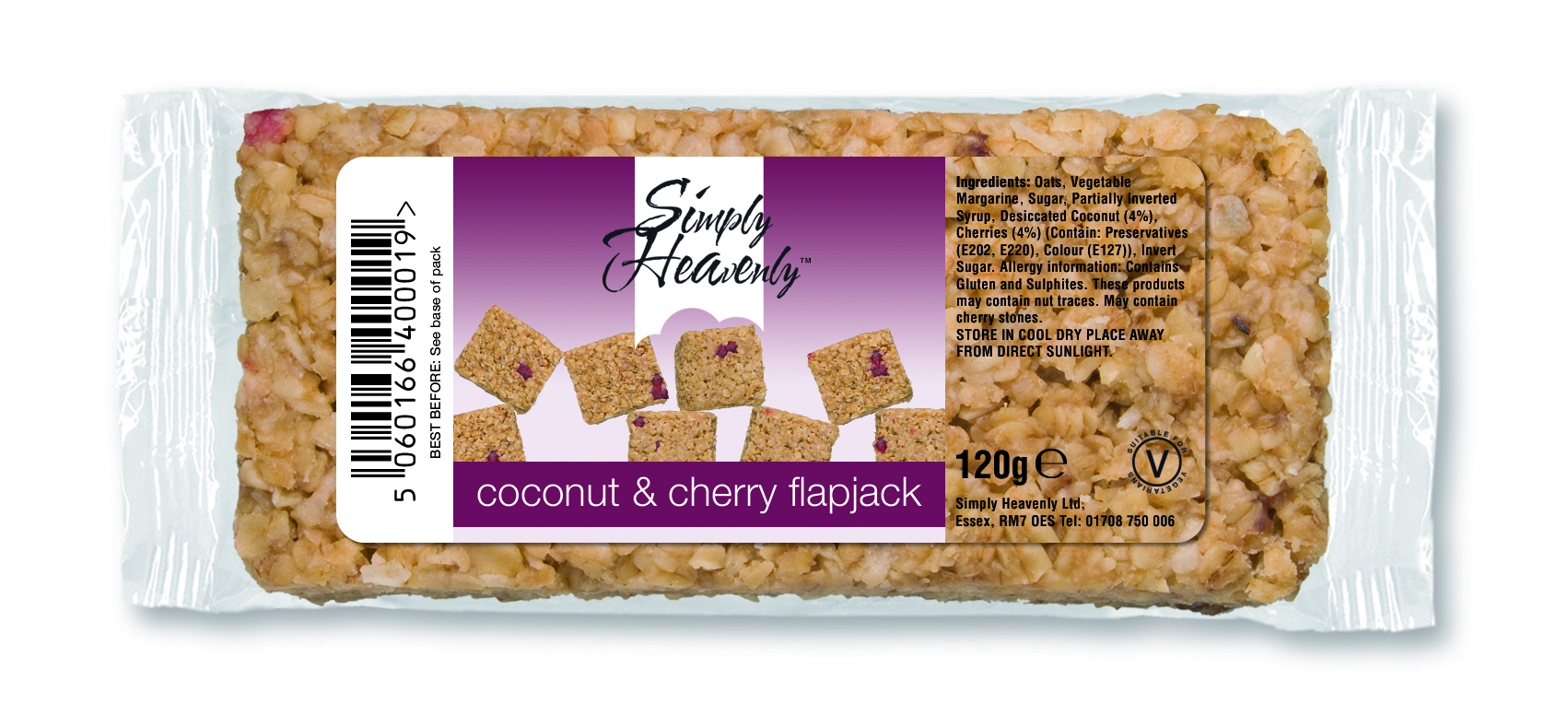 Simply Heavenly Flapjack Coconut & Cherry 30 x 120g